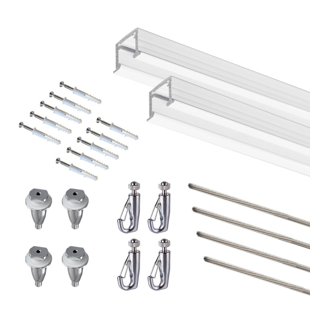 Complete Kit Ceiling Mounted Picture Hanging Systems ( 2x 59" U-rails